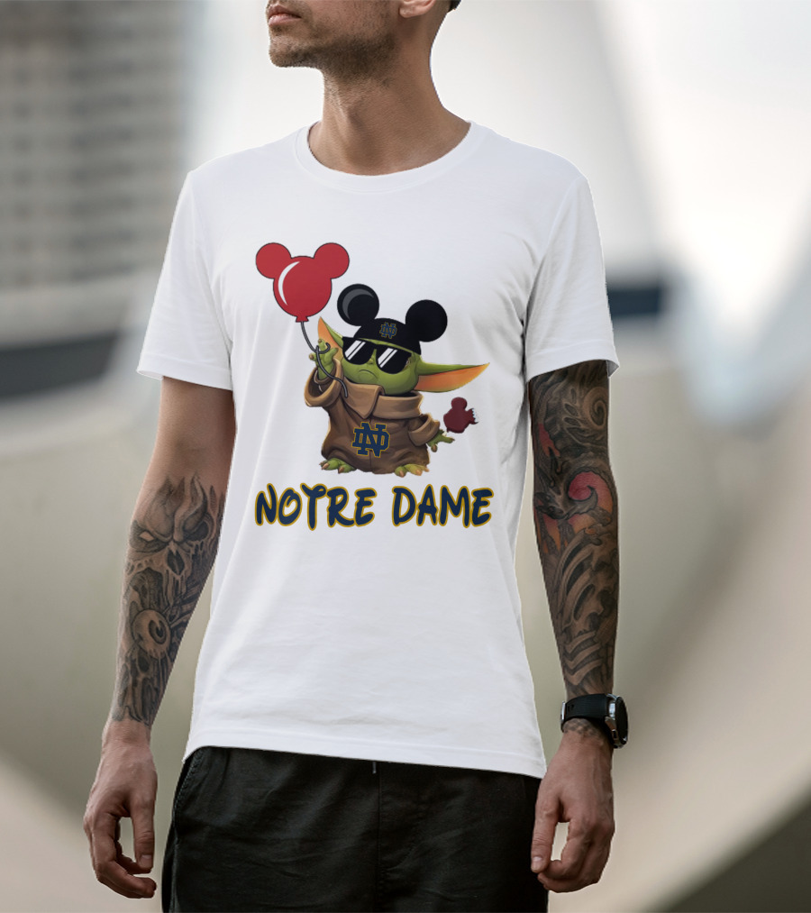 Notre Dame Baby Yoda Mickey Balloons T-Shirt