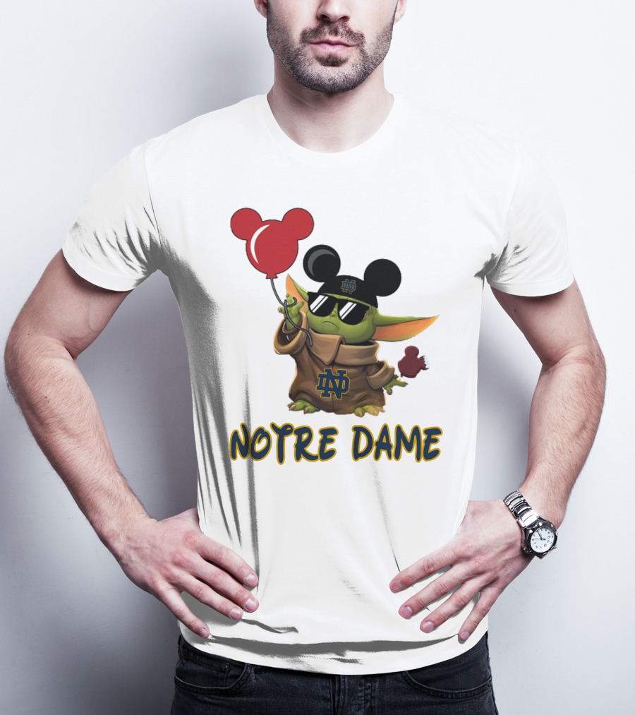 Notre Dame Baby Yoda Mickey Balloons T-Shirt