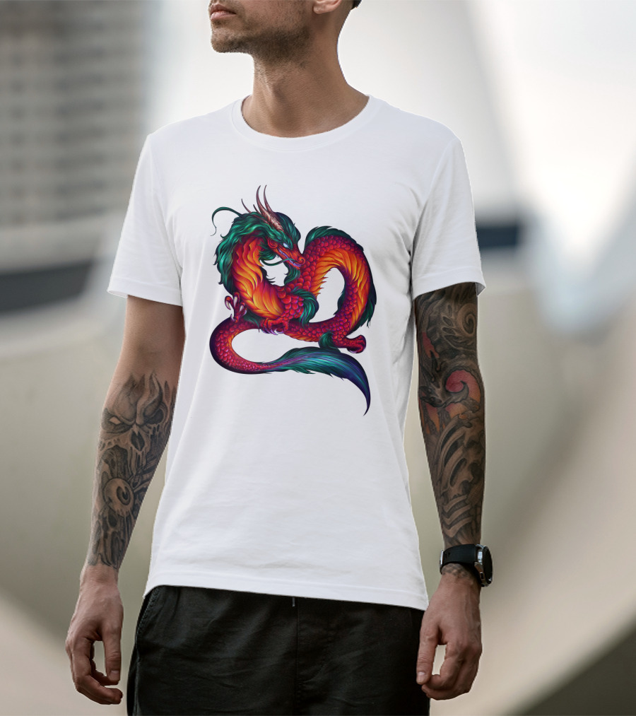 DRAGON ART AAA Kaleidoscope Colors Coiled Majesty T-Shirt
