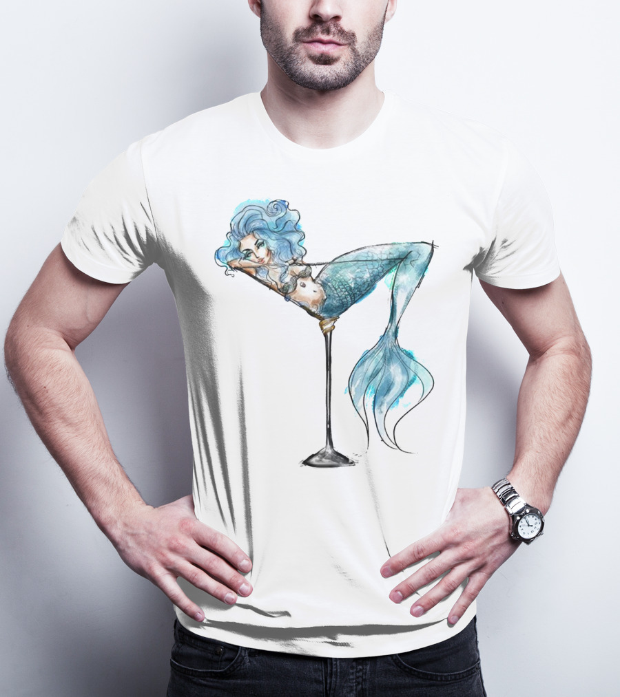 MERMAID RELAXING IN COCKTAIL GLASS T-Shirt