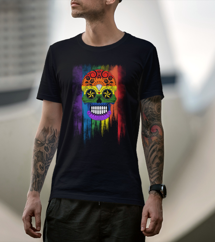 Skull Star Diamond Rainbow Sugar Skull T-Shirt