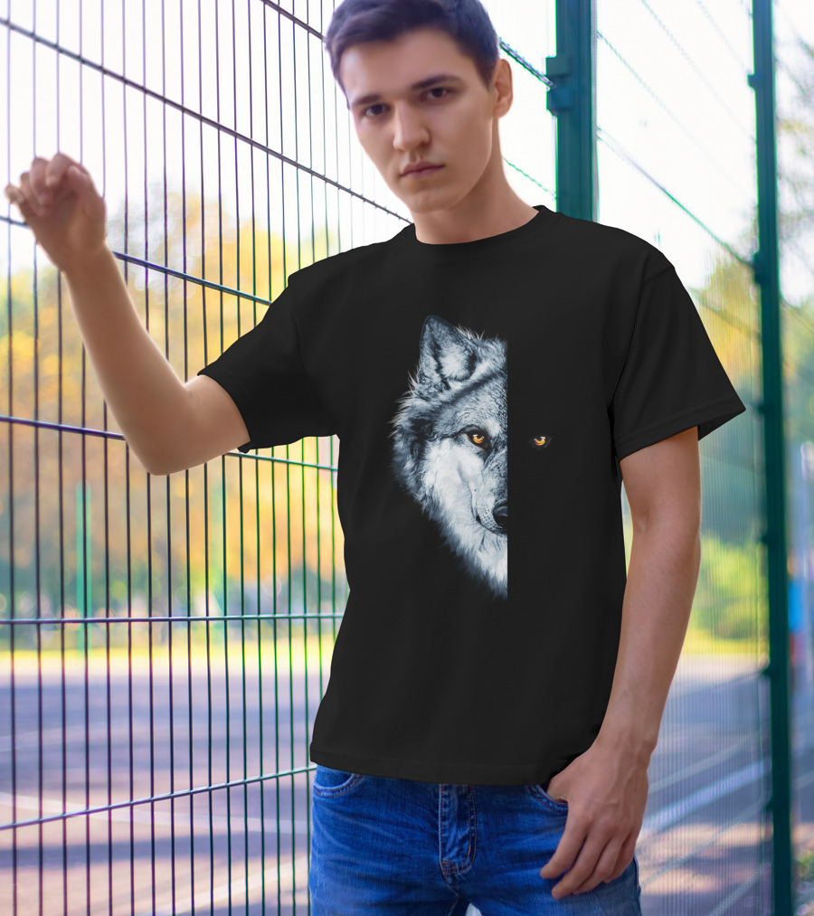 Wolf 2 Faces Half Hidden Dual Glare T-Shirt