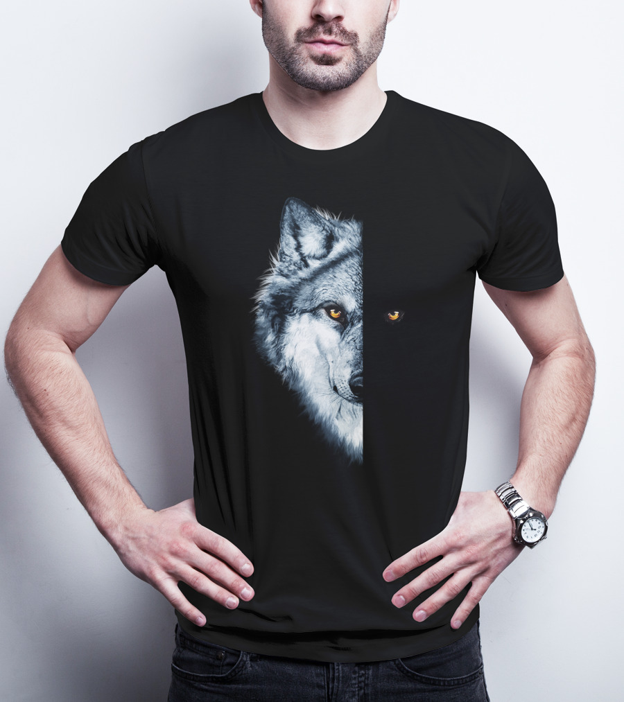 Wolf 2 Faces Half Hidden Dual Glare T-Shirt
