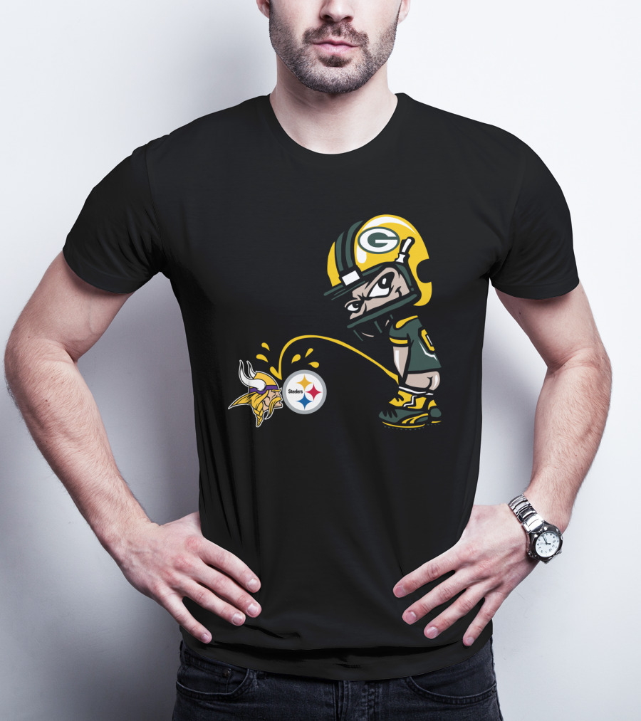 Green Bay Packers Vs Minnesota Vikings And Pittsburgh Steelers Rivalry T-Shirt
