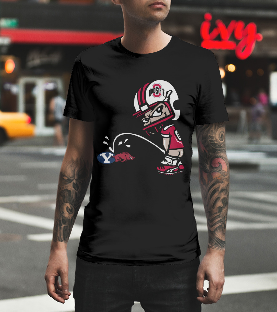 Ohio State Buckeyes College Football Rivalry Cartoon Helmet T-Shirt