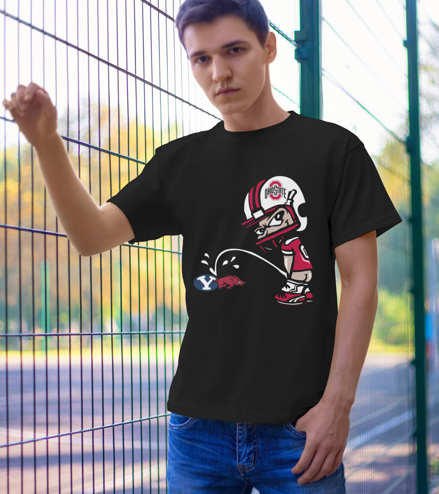 Ohio State Buckeyes College Football Rivalry Cartoon Helmet T-Shirt