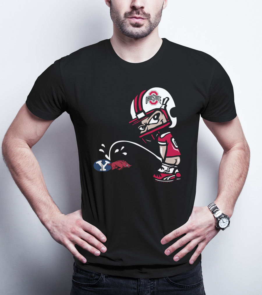 Ohio State Buckeyes College Football Rivalry Cartoon Helmet T-Shirt