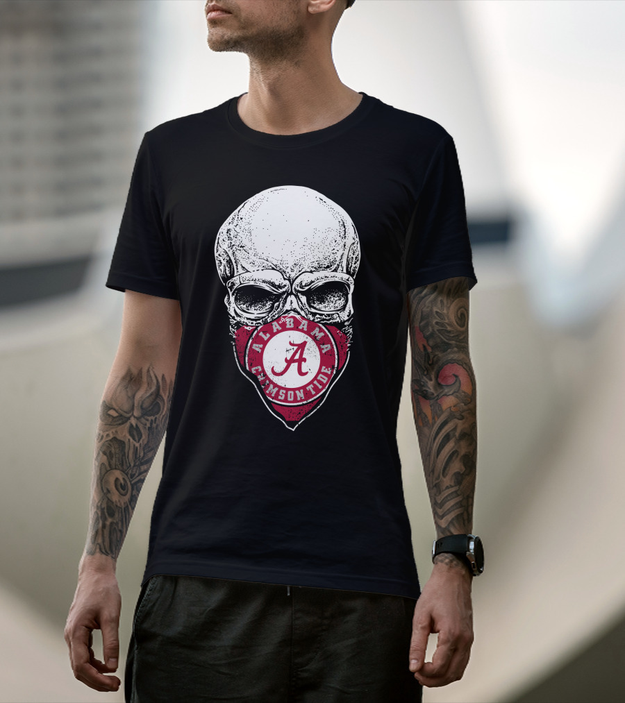 Alabama Crimson Tide Skull Bandana A T-Shirt