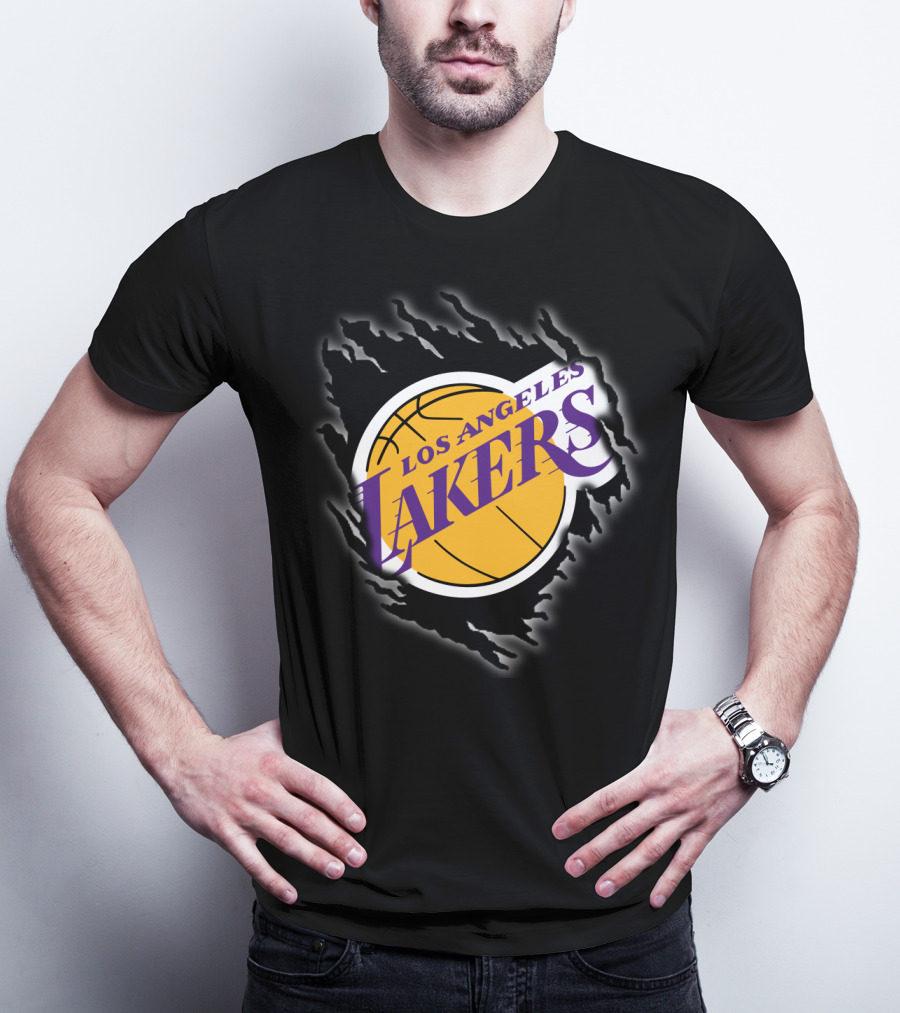 Los Angeles Lakers Basketball Emblem With Distressed T-Shirt