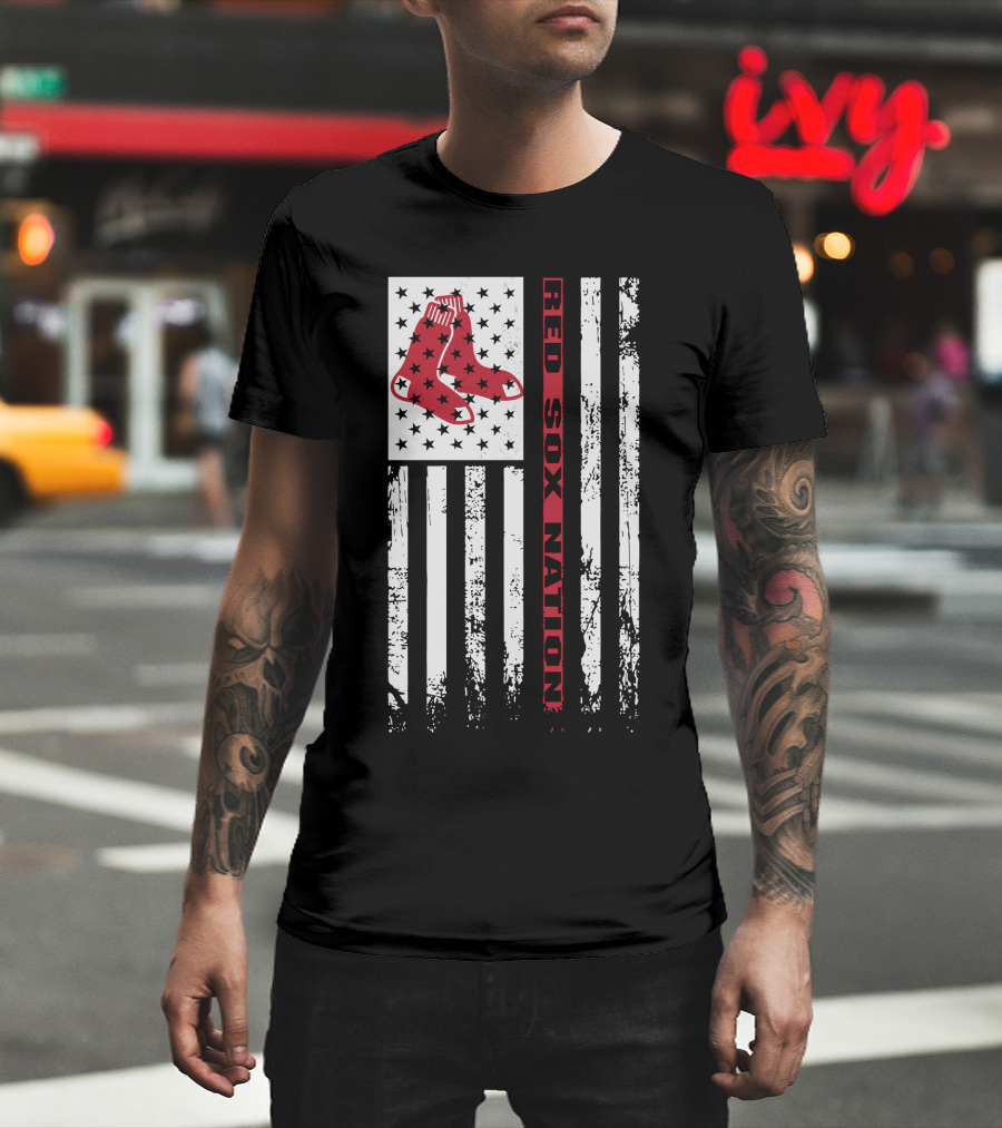Red Sox Nation Boston Red Sox Stars And Stripes Flag T-Shirt