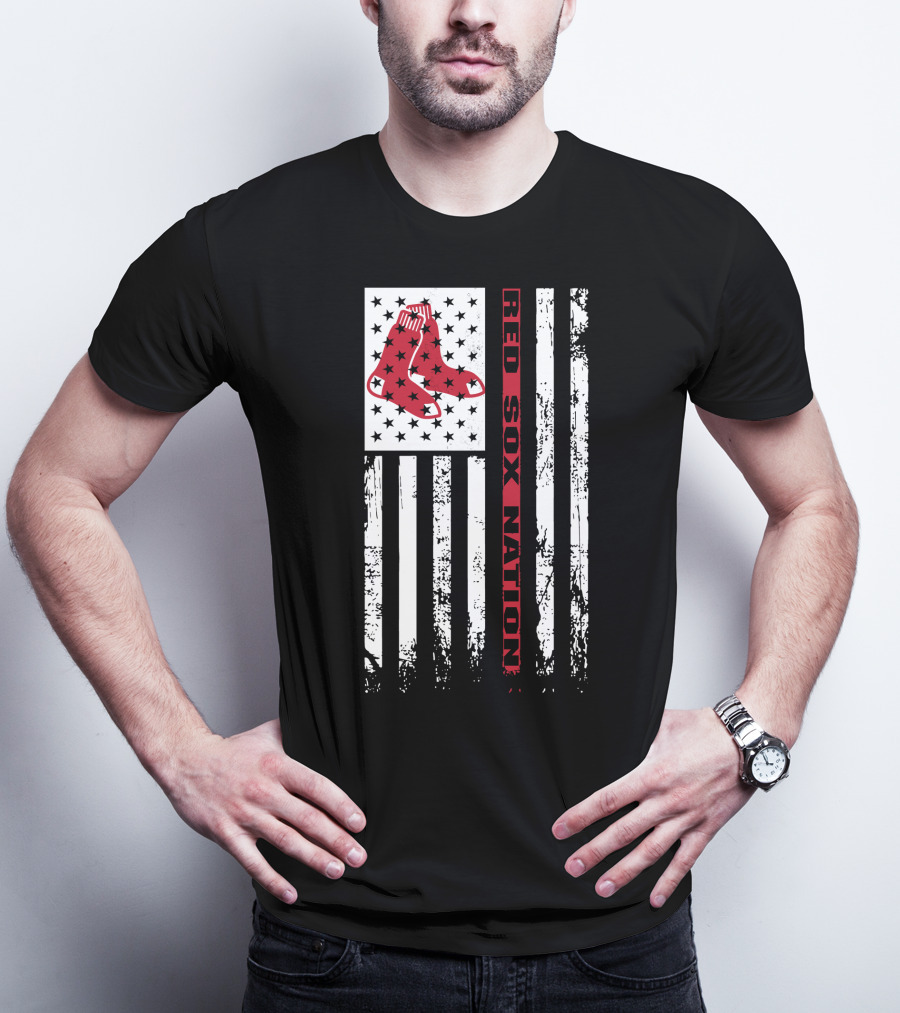 Red Sox Nation Boston Red Sox Stars And Stripes Flag T-Shirt