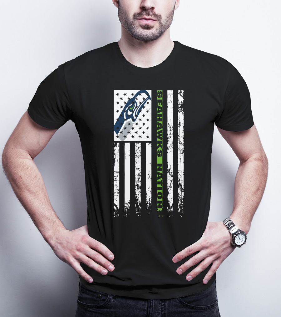 Seattle Seahawks Nation American Flag T-Shirt