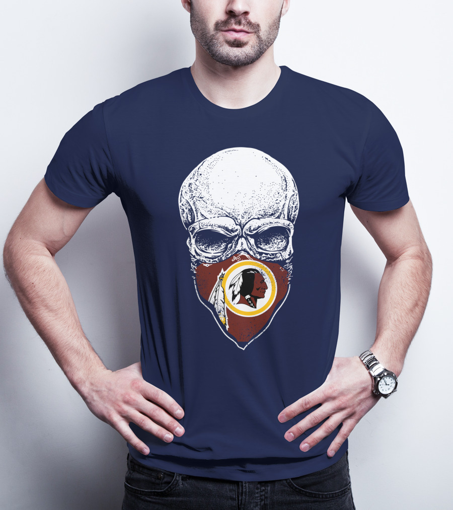 Skull With Washington Redskins Logo Bandana T-Shirt