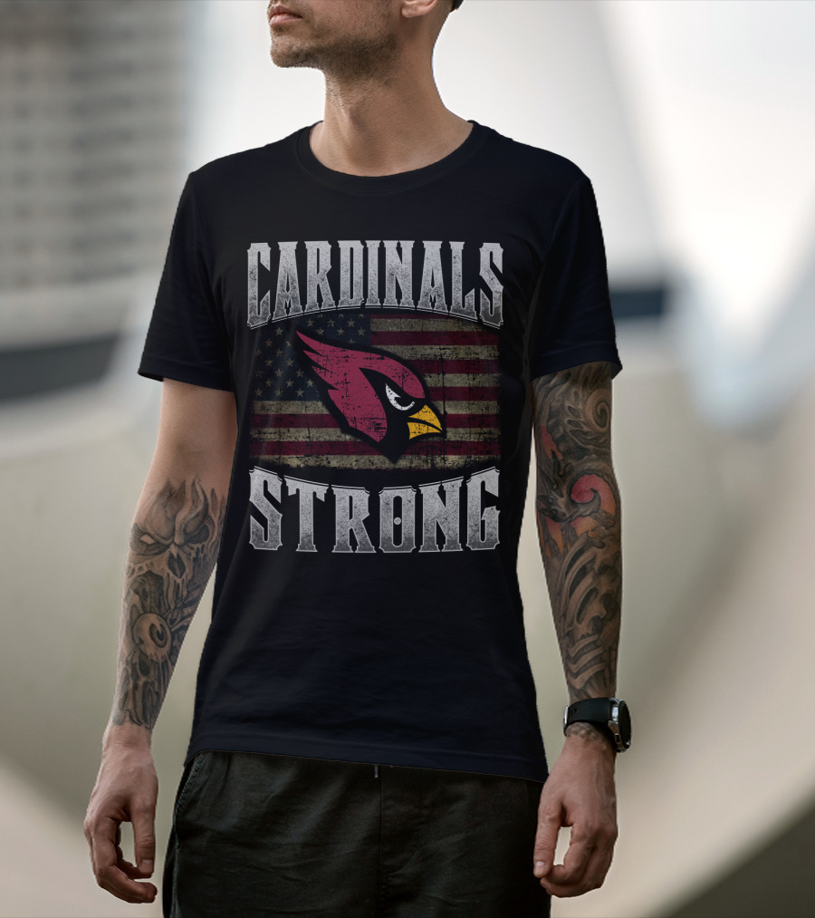 Cardinals Strong American Flag Fan Spirit T-Shirt