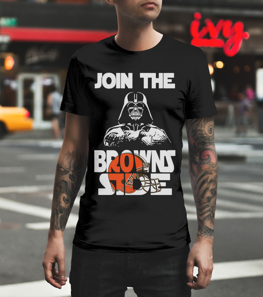Join The Browns Side Cleveland Browns Darth Vader Helmet T-Shirt