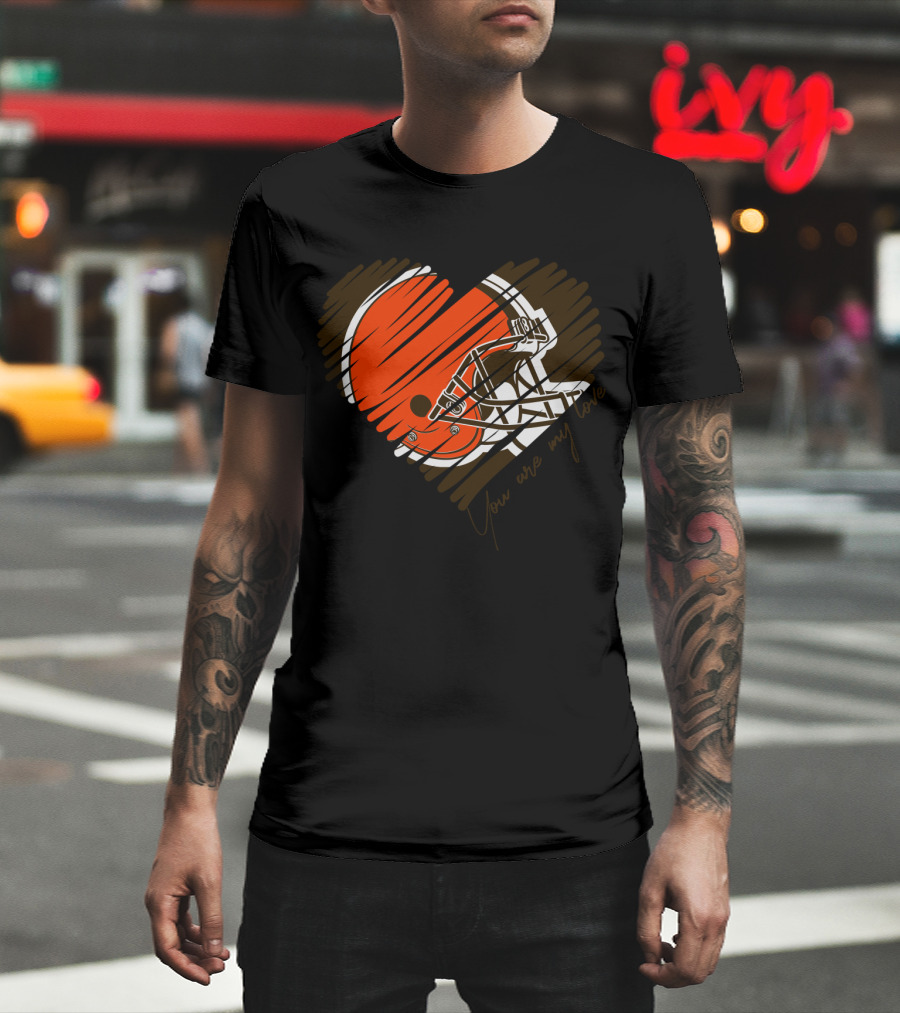 Cleveland Browns You Are My Love Heart Helmet T-Shirt