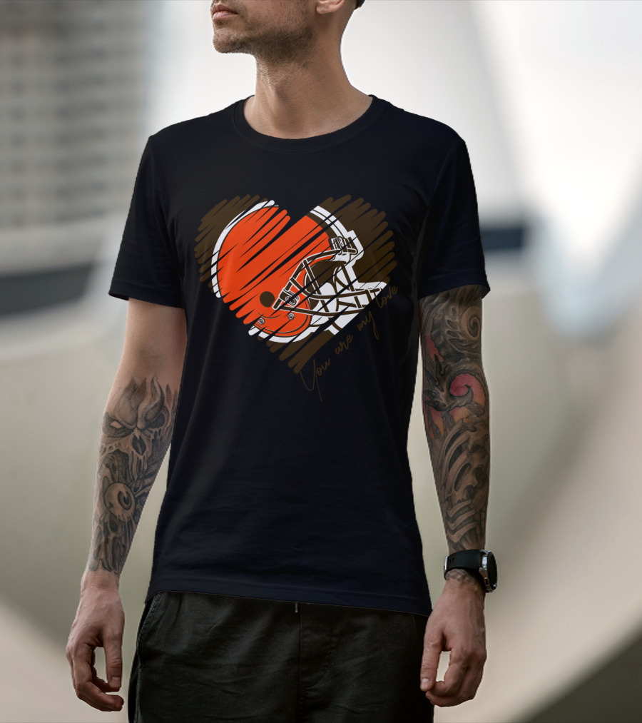 Cleveland Browns You Are My Love Heart Helmet T-Shirt