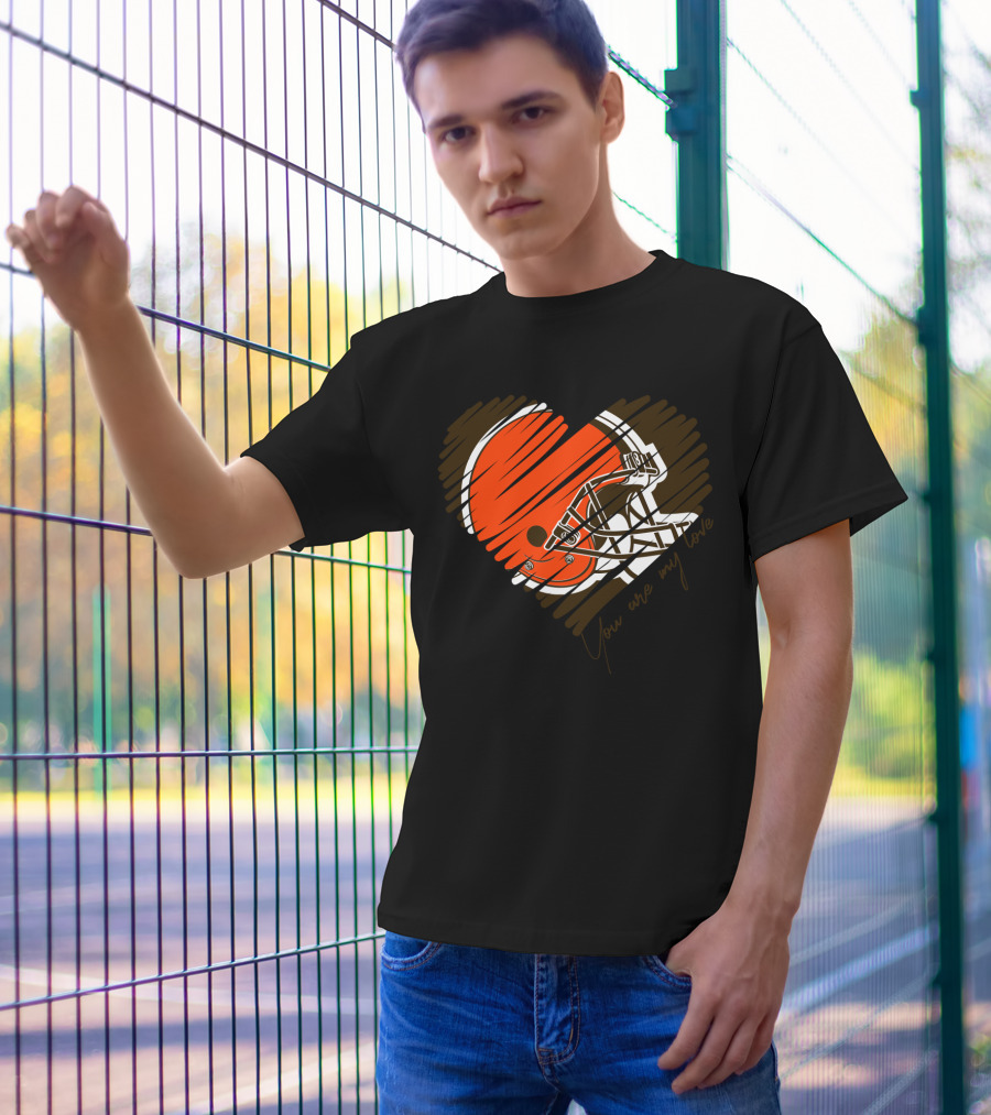 Cleveland Browns You Are My Love Heart Helmet T-Shirt