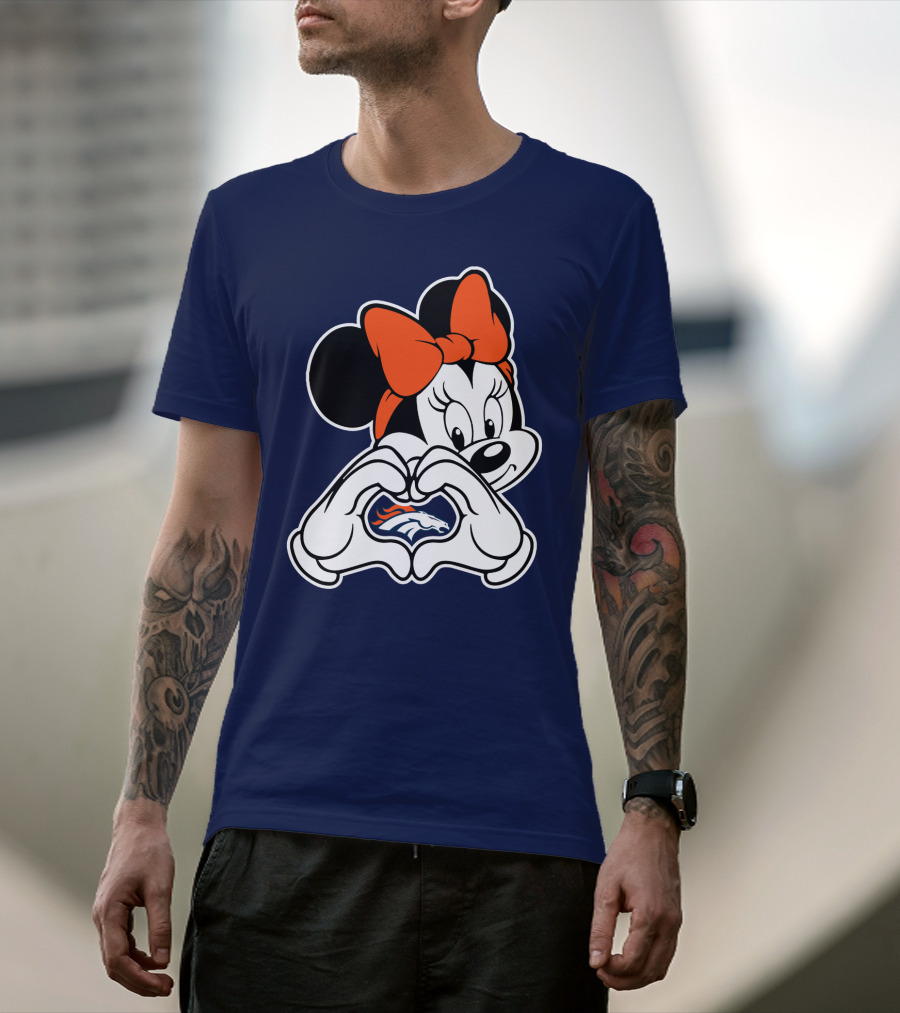 Minnie Mouse Heart Hands Denver Broncos T-Shirt