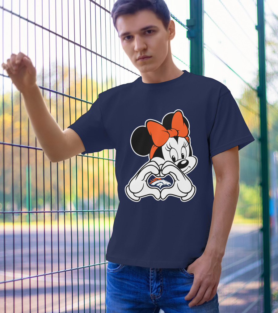 Minnie Mouse Heart Hands Denver Broncos T-Shirt