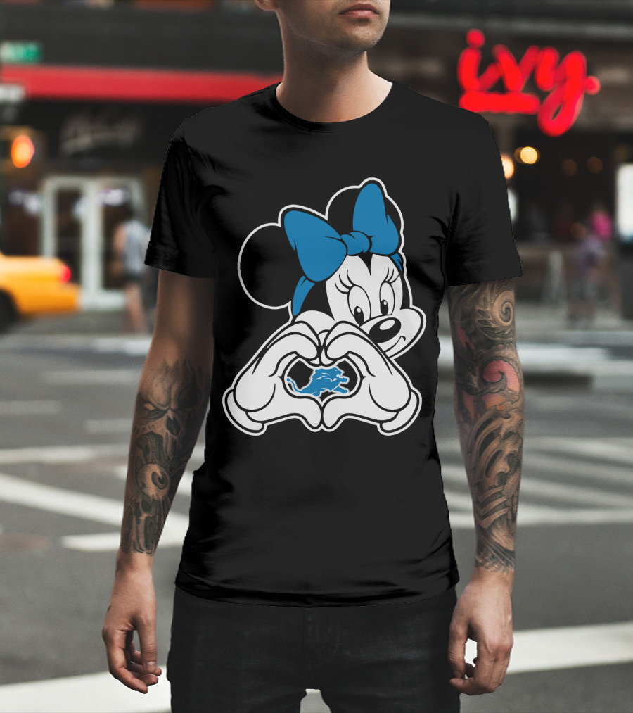 Detroit Lions Minnie Mouse Heart Hands T-Shirt