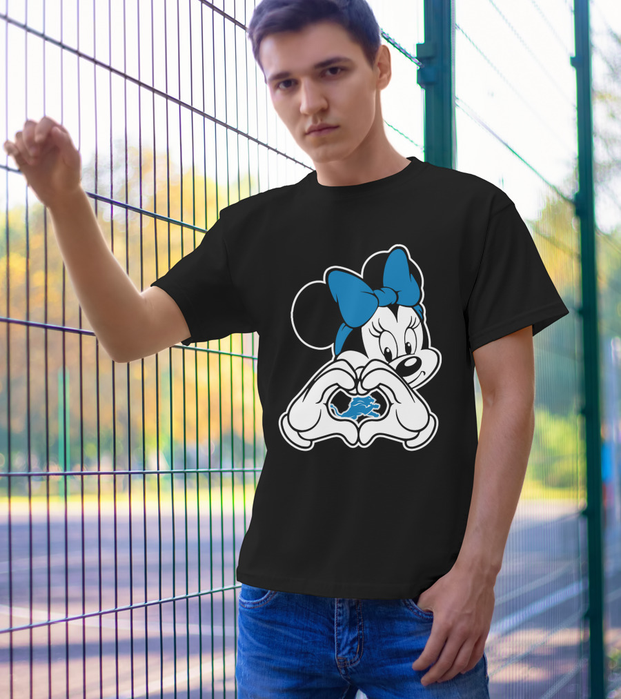 Detroit Lions Minnie Mouse Heart Hands T-Shirt