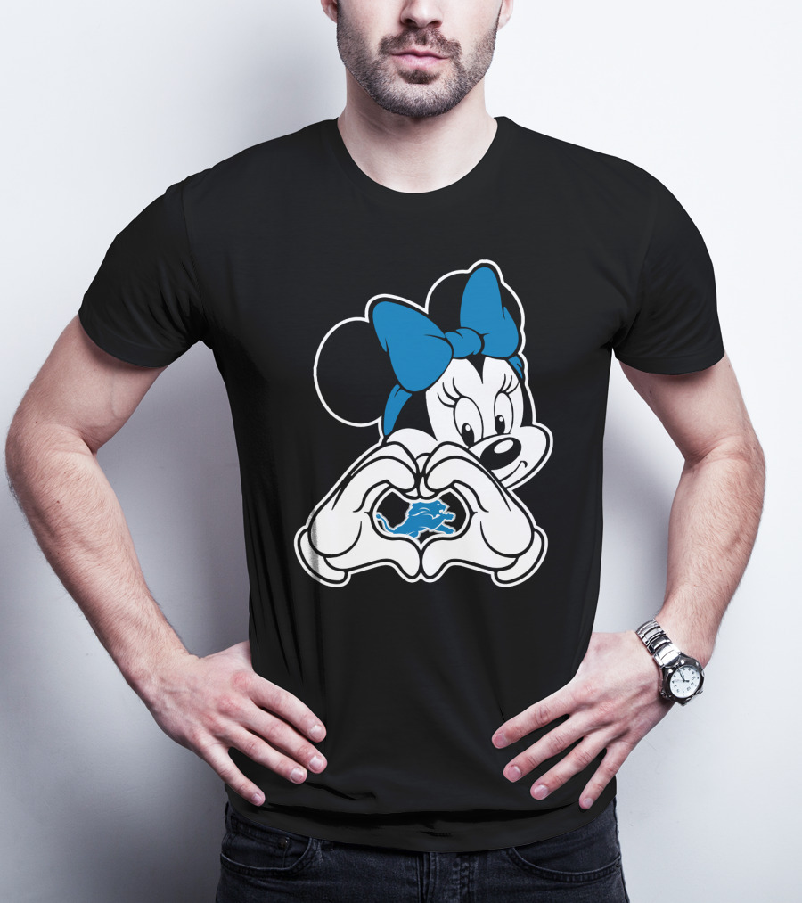 Detroit Lions Minnie Mouse Heart Hands T-Shirt