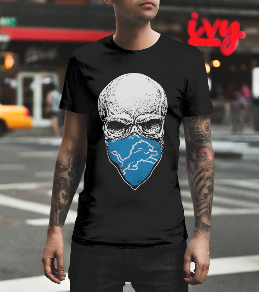 Detroit Lions Skull Bandana T-Shirt