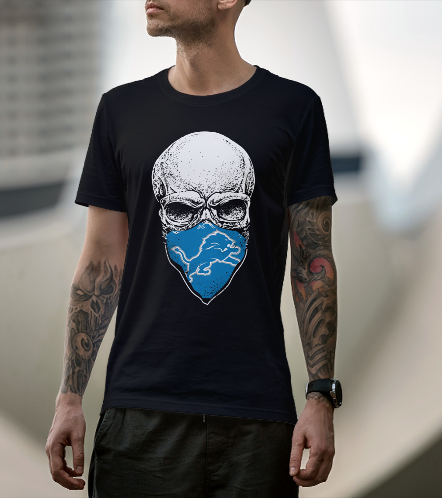 Detroit Lions Skull Bandana T-Shirt