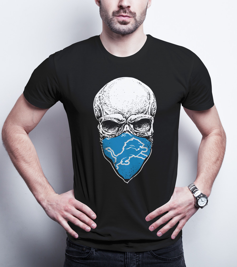 Detroit Lions Skull Bandana T-Shirt
