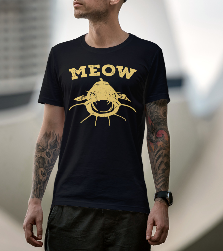 Meow Catfish Fishing Fisherman T-Shirt