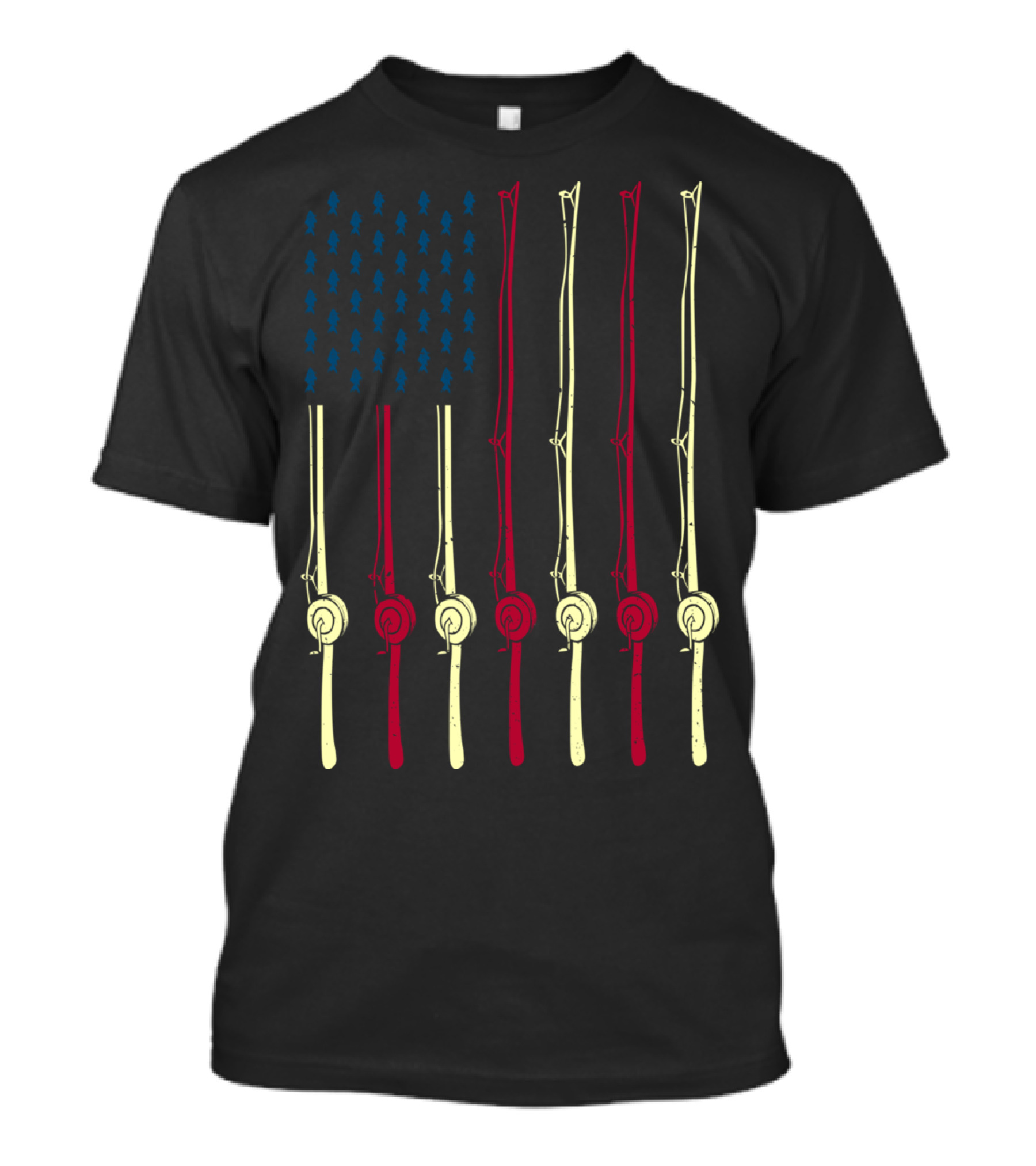 Fishing Poles American Flag Design For Fishing Lover T-Shirt