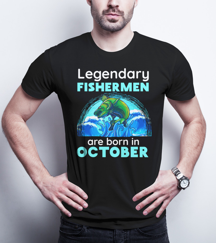 Legendary Fishermen Are Born In October Vibrant Fish T-Shirt