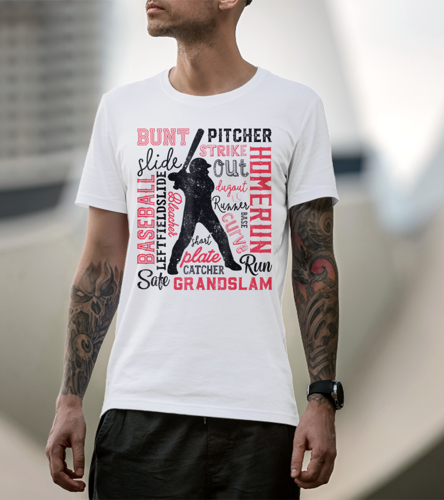 Baseball Men Batter Pitcher Catcher Homerun Grandslam Dugout Plate Strike T-Shirt