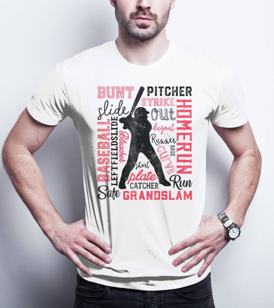Baseball Men Batter Pitcher Catcher Homerun Grandslam Dugout Plate Strike T-Shirt