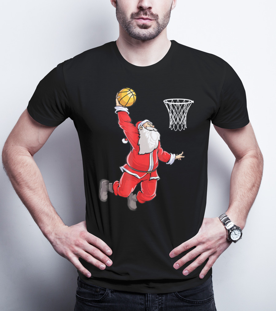 Basketball Santa Christmas Dunking Sports Fun T-Shirt
