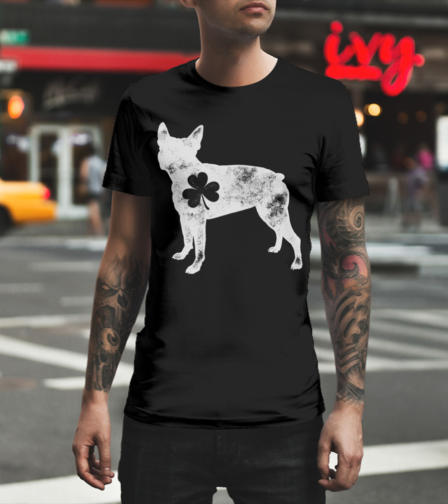 Boston Terrier Dog Shamrock St Patricks Day Men T-Shirt