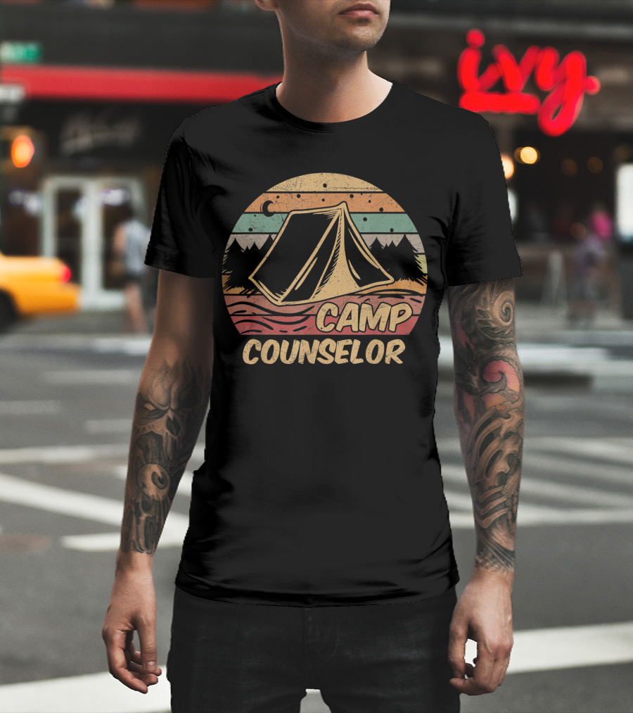 Camp Counselor Tent Mountain Forest Retro Camping Camp Lovers T-Shirt