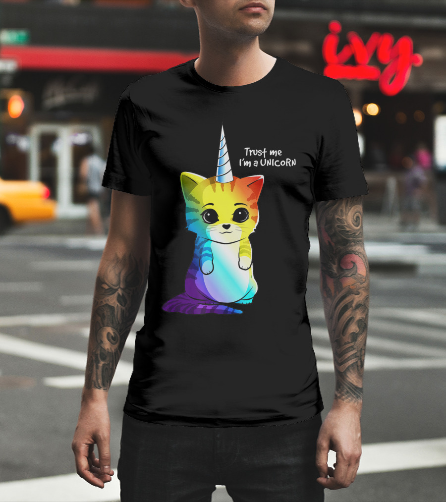 Trust Me I'm A Caticorn Unicorn Cat Kittycorn Girls Women Rainbow T-Shirt