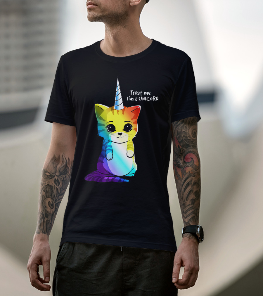 Trust Me I'm A Caticorn Unicorn Cat Kittycorn Girls Women Rainbow T-Shirt