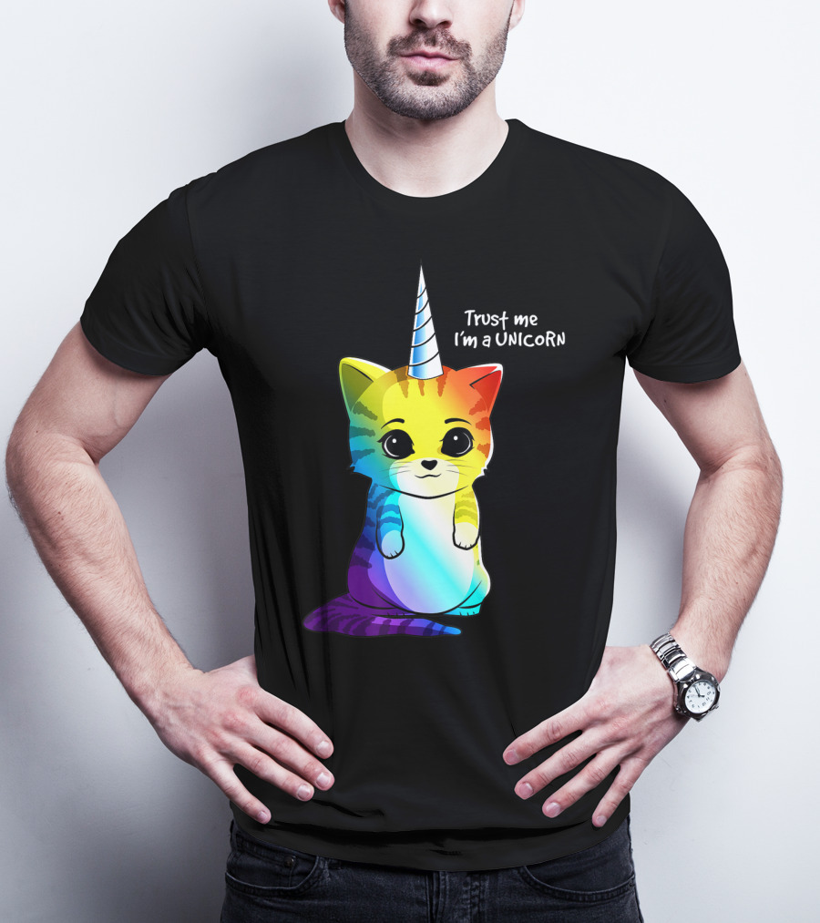 Trust Me I'm A Caticorn Unicorn Cat Kittycorn Girls Women Rainbow T-Shirt