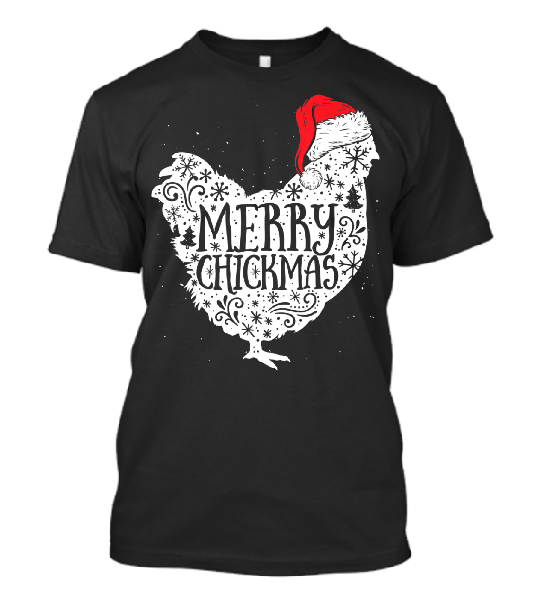 Merry Chickmas Chicken With Santa Claus Hat T-Shirt