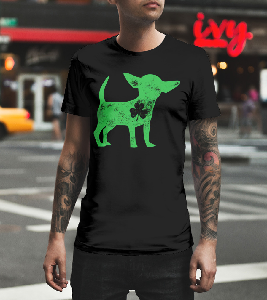 Chihuahua St Patricks Day Dog Lover Shamrock Iconic Green T-Shirt