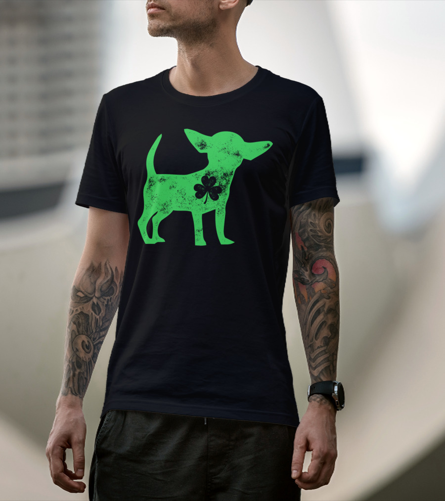 Chihuahua St Patricks Day Dog Lover Shamrock Iconic Green T-Shirt