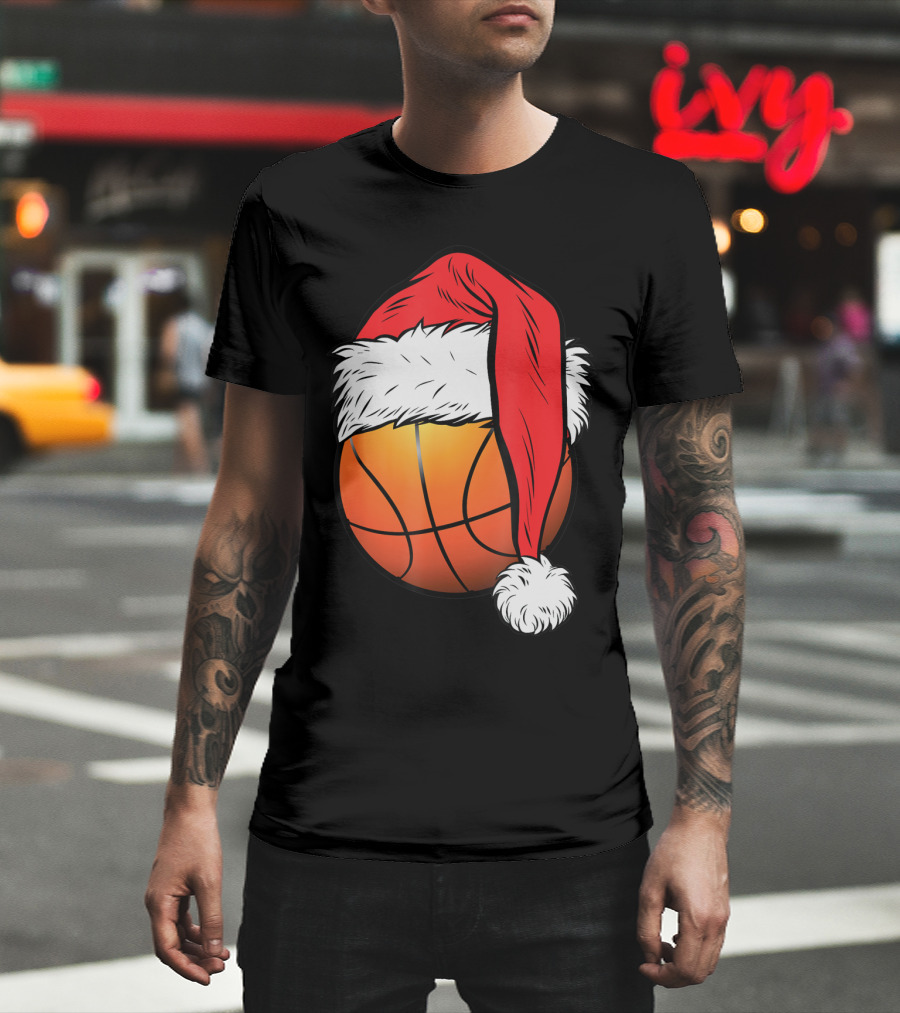 Christmas Santa Basketball Ball Sport T-Shirt
