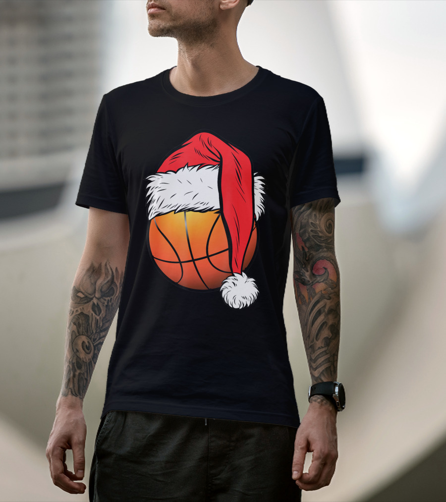 Christmas Santa Basketball Ball Sport T-Shirt