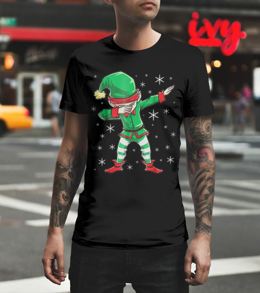 Christmas Dabbing Elf Squad Snowflake Dance T-Shirt