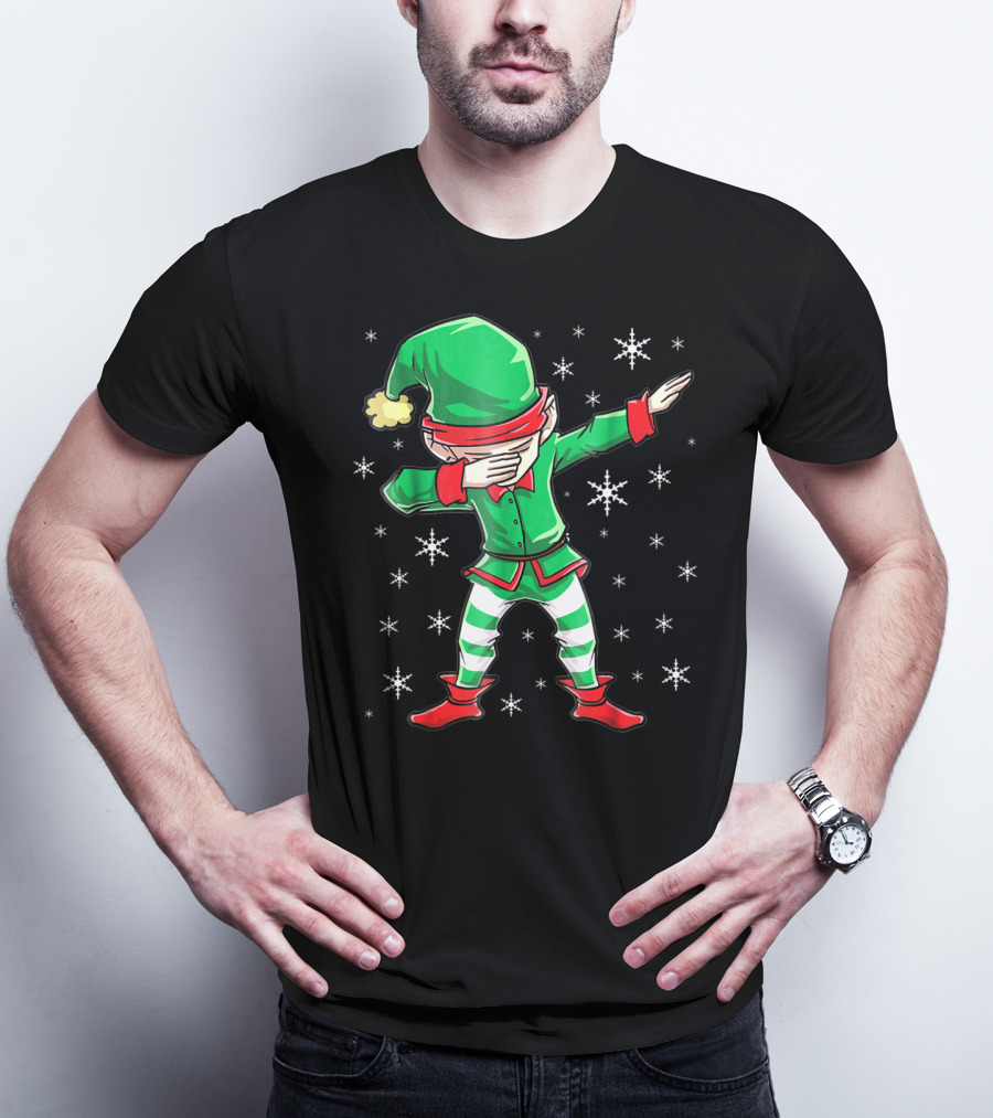 Christmas Dabbing Elf Squad Snowflake Dance T-Shirt