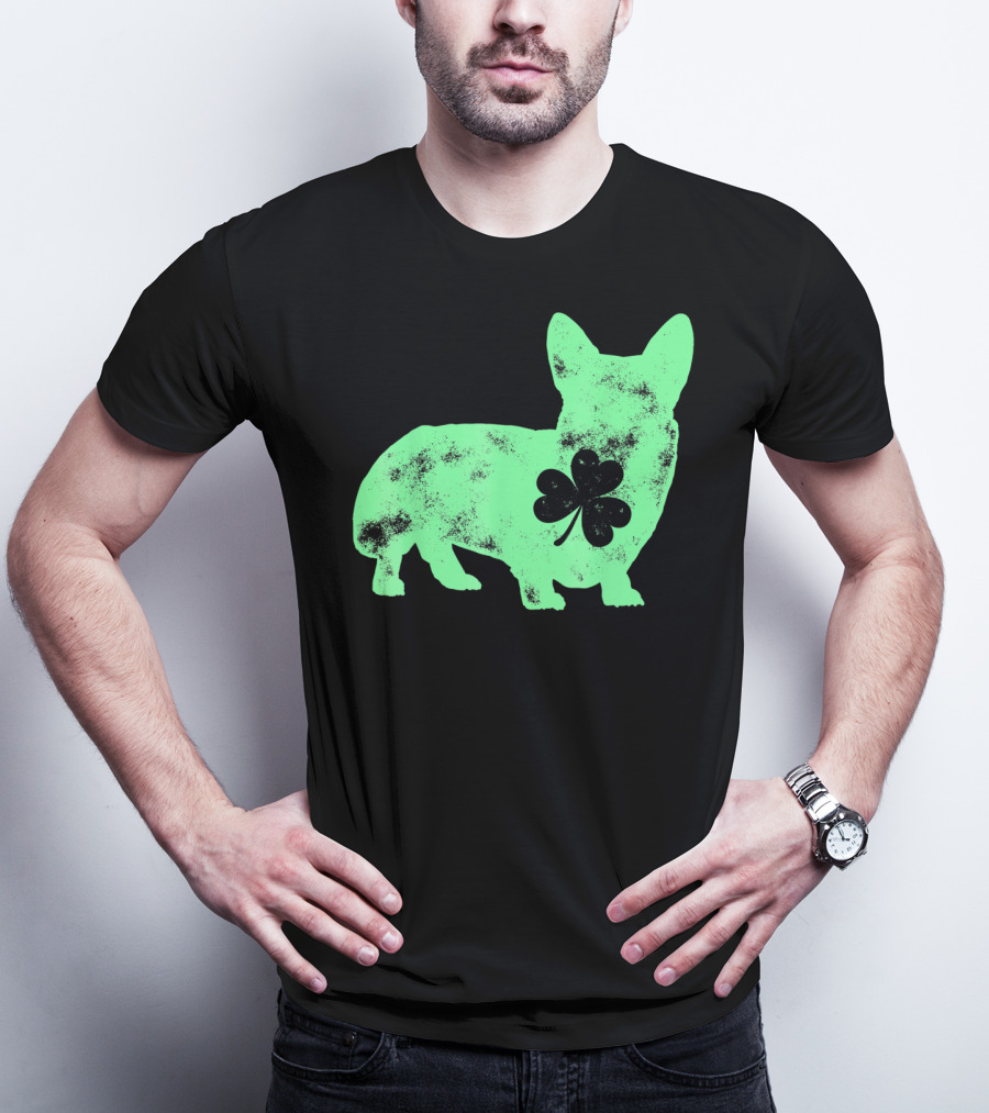 Corgi Shamrock Dog Lover St Patricks Day T-Shirt