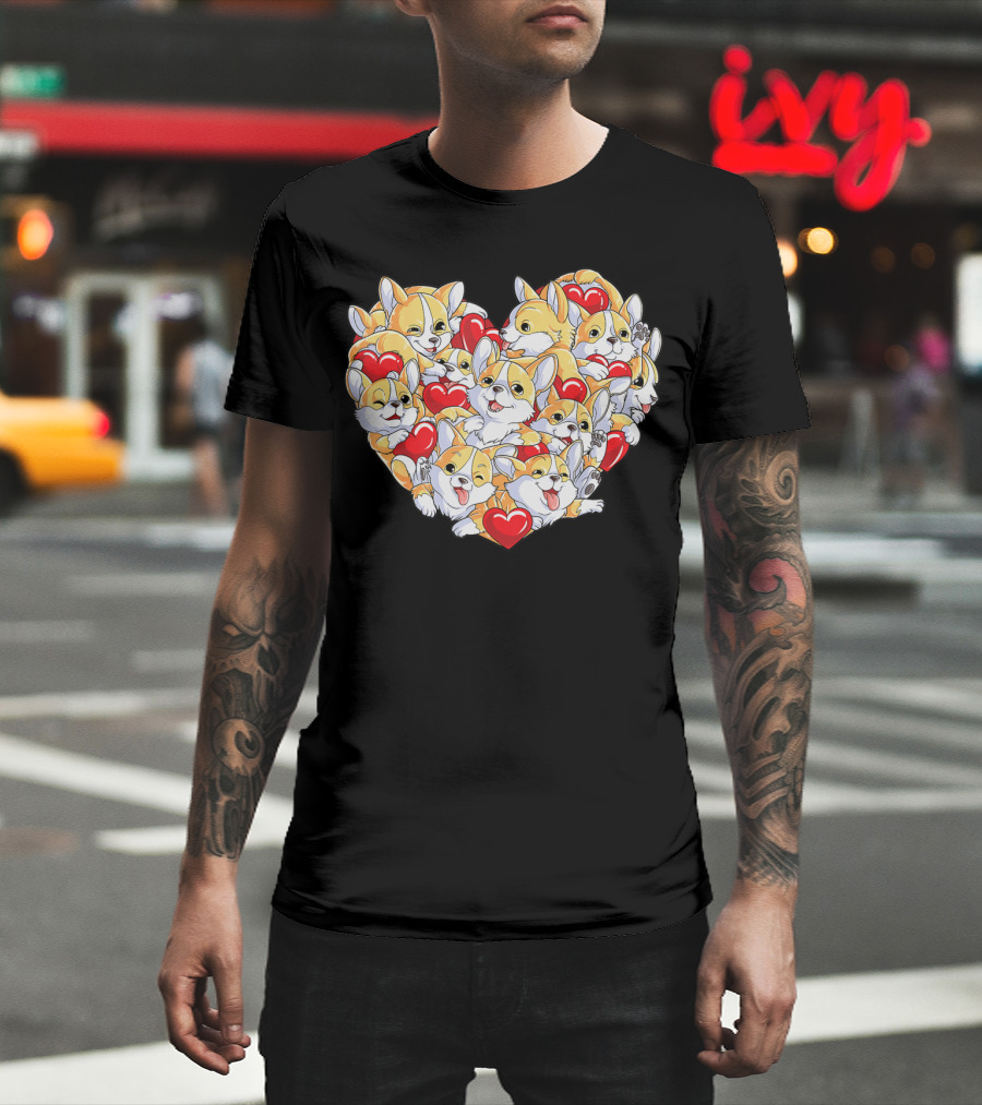 Valentines Day Corgi Heart Dog Lover Boys Love T-Shirt